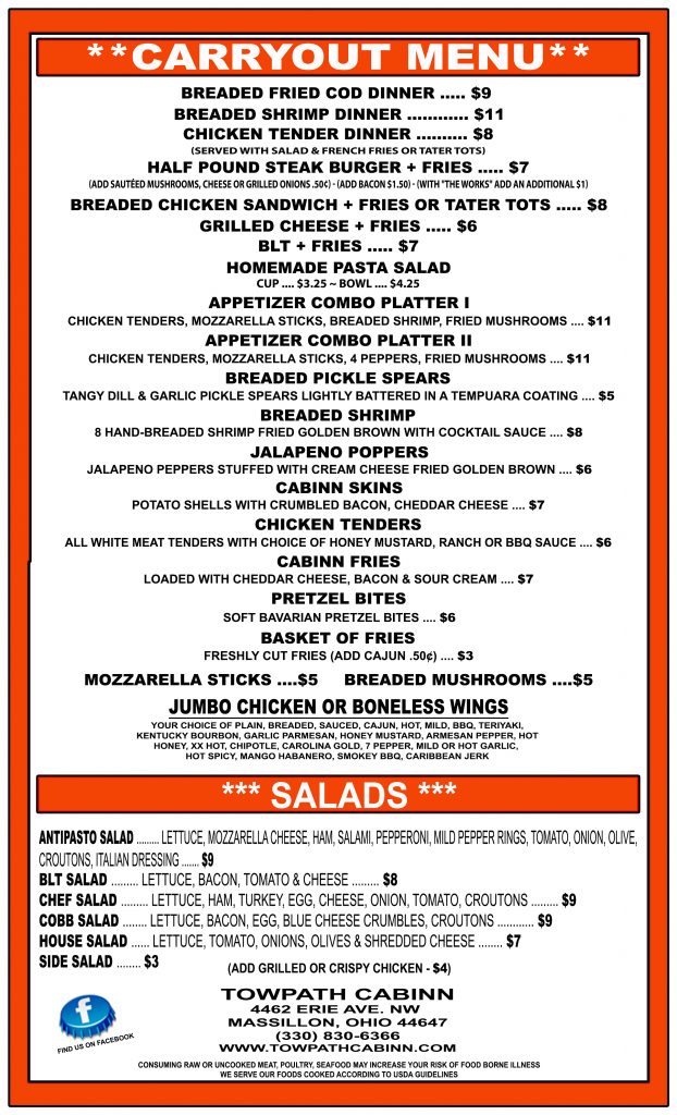 2020 Carry-Out Towpath Menu - Final - Towpath Cabinn