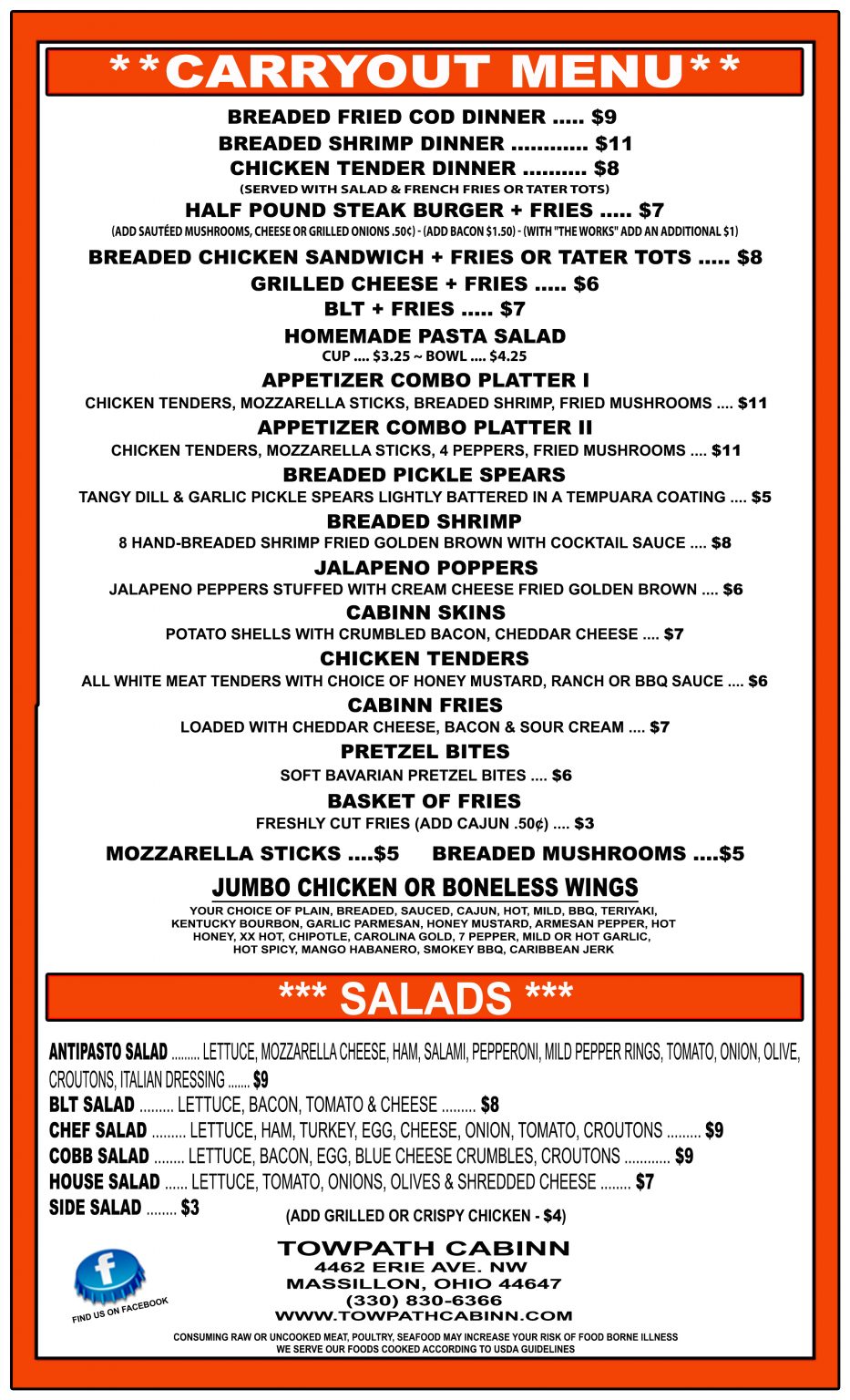 2020 Carry-Out Towpath Menu - Final - Towpath Cabinn